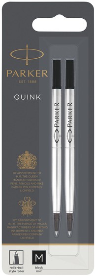 Rollerpenvulling Parker Quink M blister 2st zwart 2 Stuk Civo B.V.