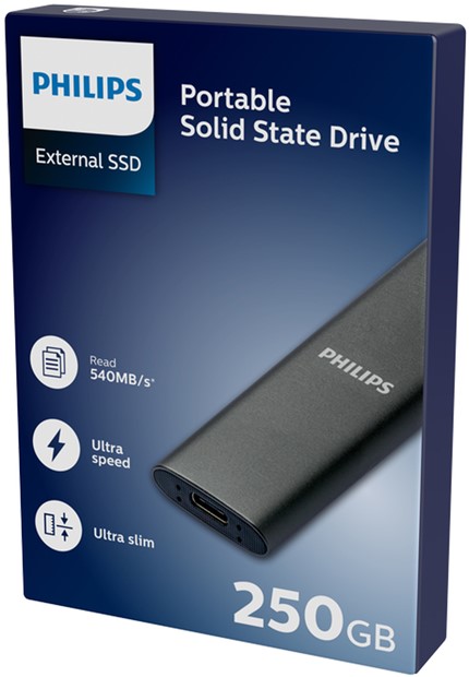 Philips External SSD 250 GB Ultra Speed Space Grey 1 Stuk Civo B.V.