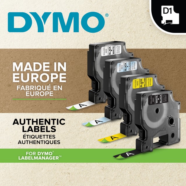 Labeltape Dymo LabelManager D1 12mm wit 10st 10 Stuk Civo B.V.